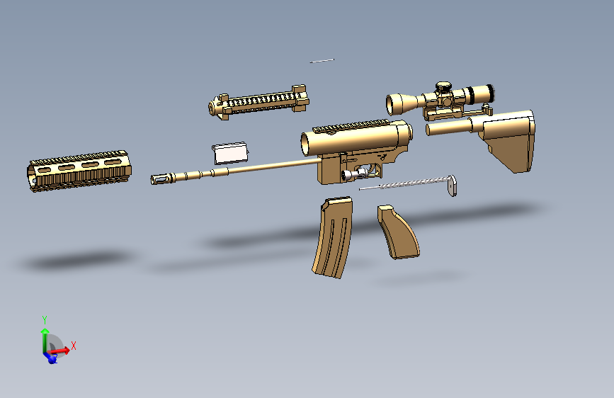 玩具枪M416_SOLIDWORKS 2016_模型图纸免费下载 – 懒石网