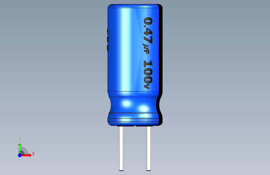 0.47uF 100V electr 5 x11mm -P.diameter 2.5 mm-Blue-Black_STEP_模型图纸下载 – 懒石网