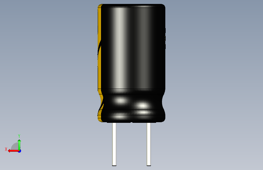 47uF 35V electr 6.3 x11mm -P.diameter 3.2mm-Black-Yellow_STEP_模型图纸下载 – 懒石网