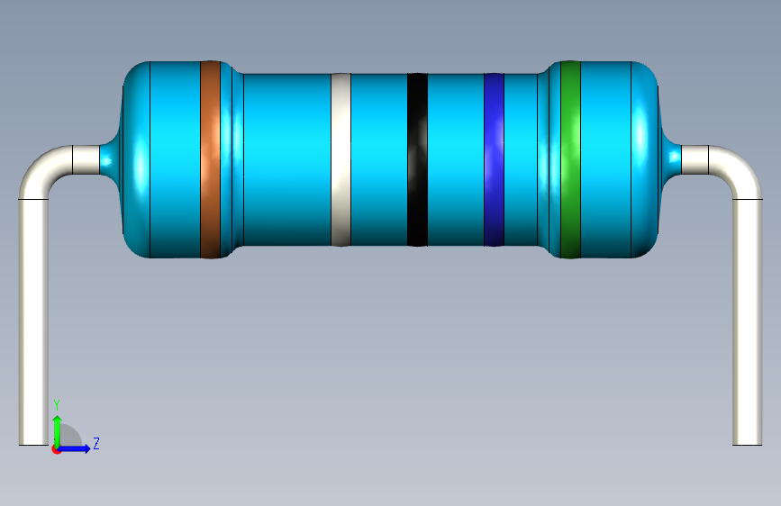 电阻器件5R6-Resistor 1w Blue- Diameter 3.5- 14.5- 1%_STEP_模型图纸下载 – 懒石网