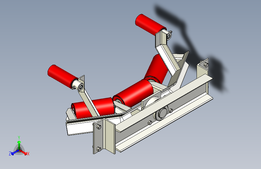 TD75型带式输送机槽形调心托辊 TD1C4_STEP_模型图纸下载 – 懒石网