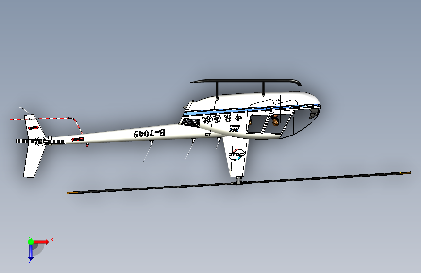 罗宾逊R44一比一尺寸模型_UG NX_模型图纸下载 – 懒石网