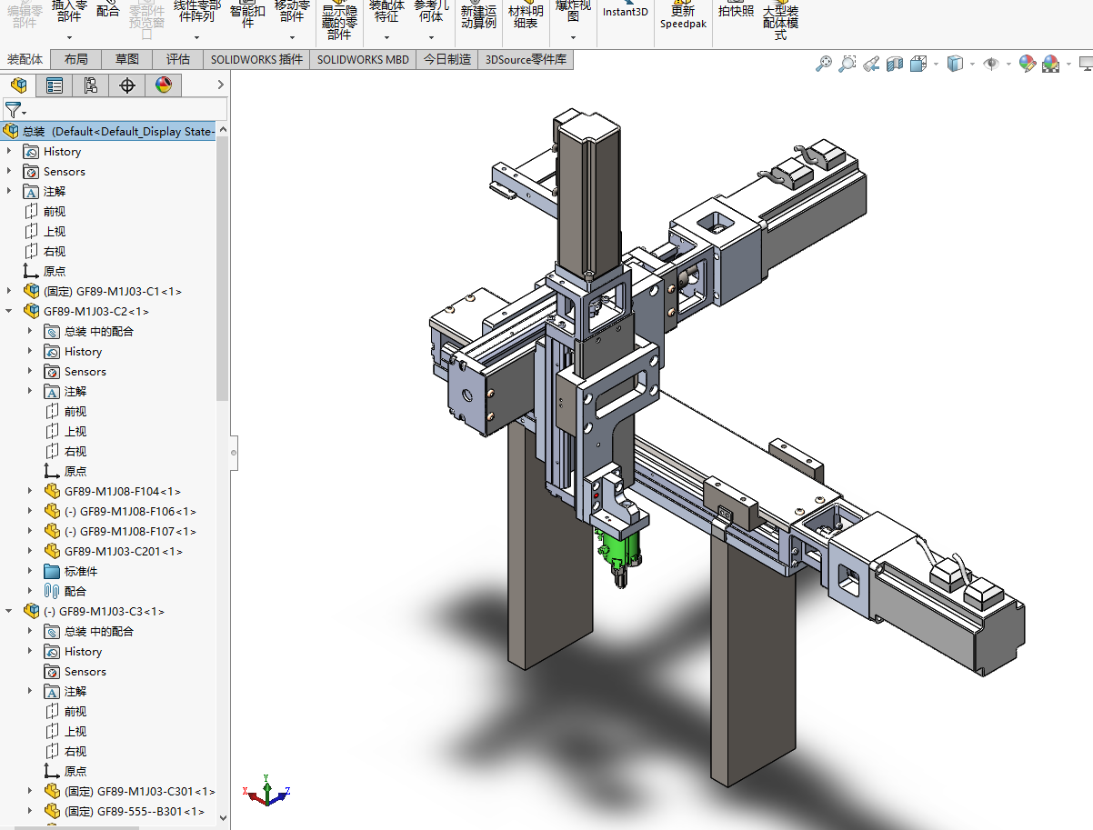 XYZ三轴搬运机构_SOLIDWORKS 2018_模型图纸下载 – 懒石网