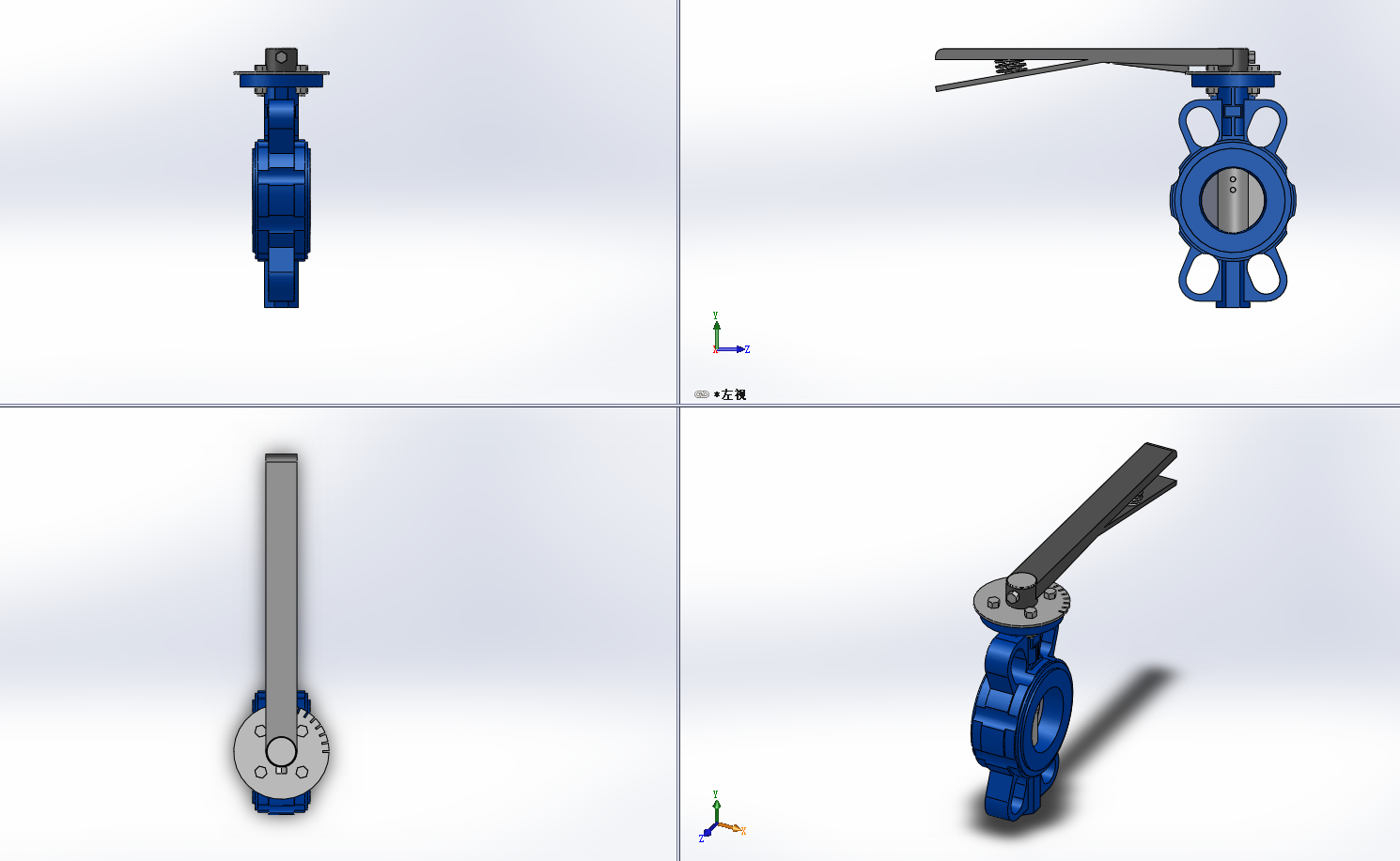 7款D71F对夹式四氟蝶阀_SOLIDWORKS 2017_模型图纸下载 – 懒石网